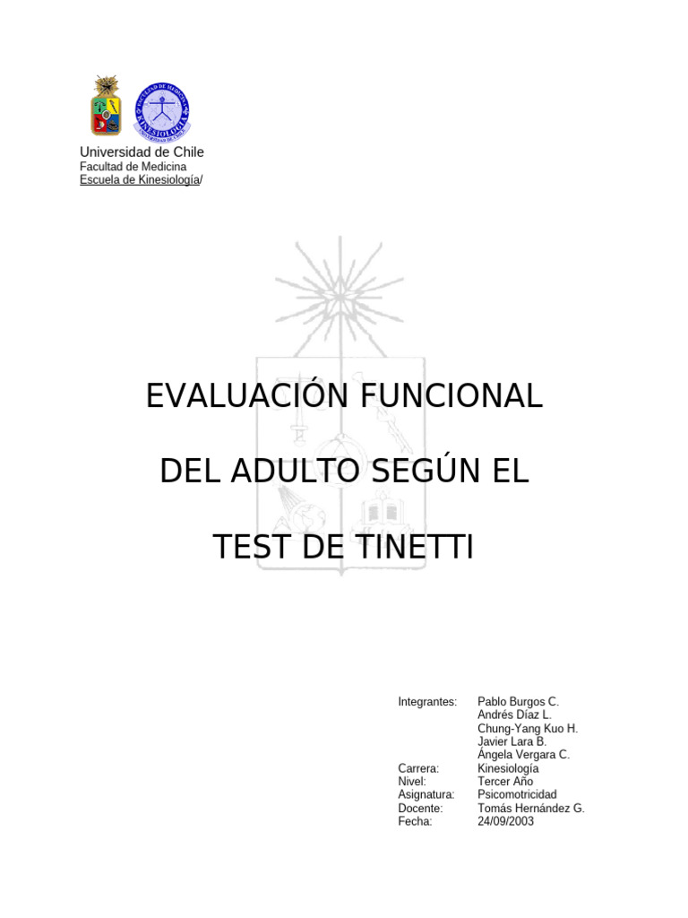 Tinetti Marcha-Equilibrio - Historia | PDF