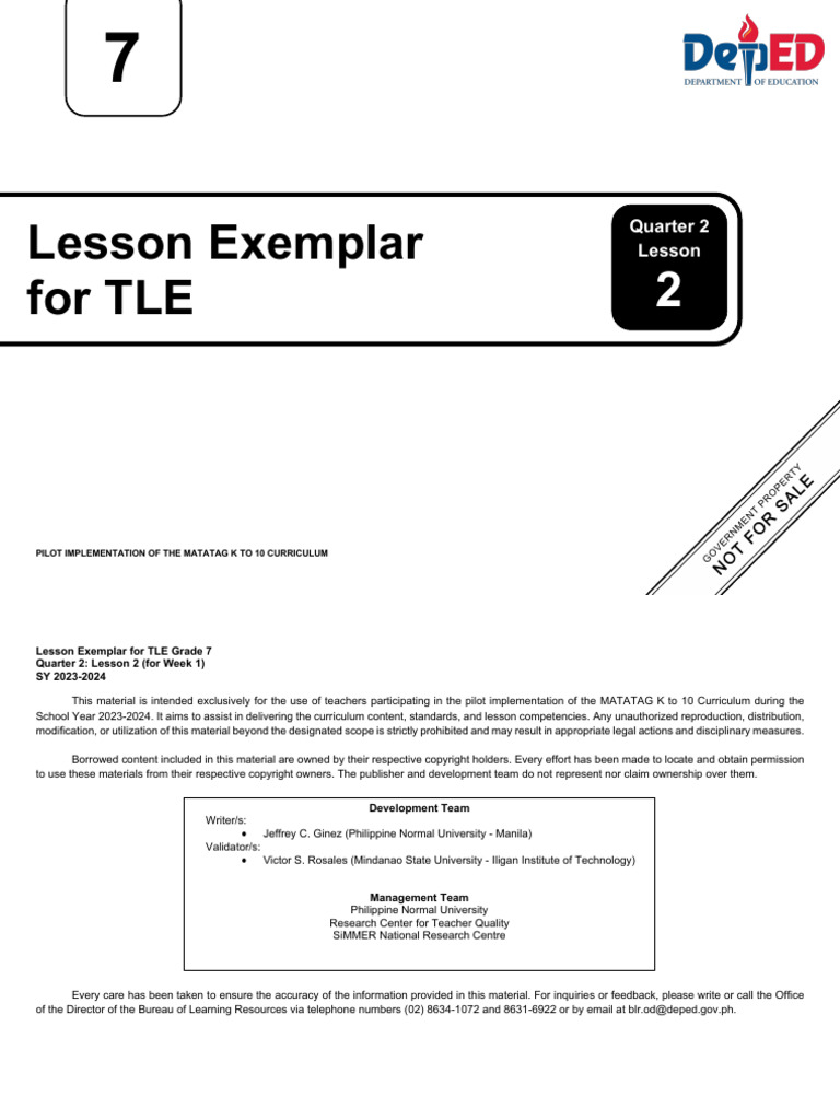 LE2 - Q2 - TLE 7 - Week 1 - v.2 | PDF