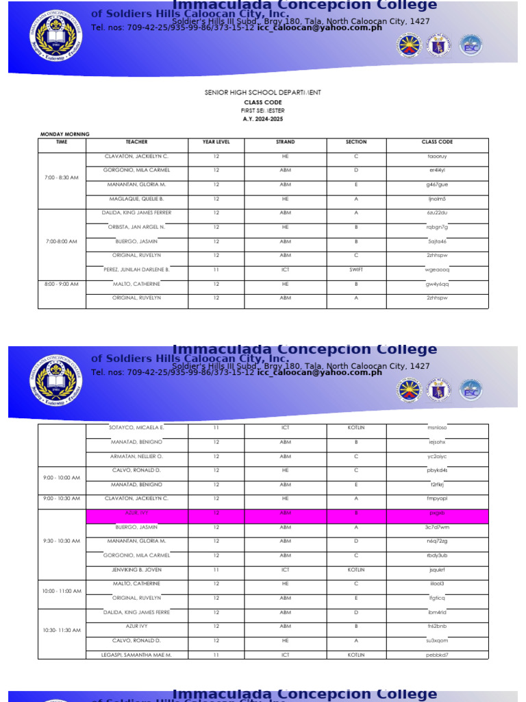 SHS Gmeet Link Classcode 1ST Sem 2024 2025 1 | PDF