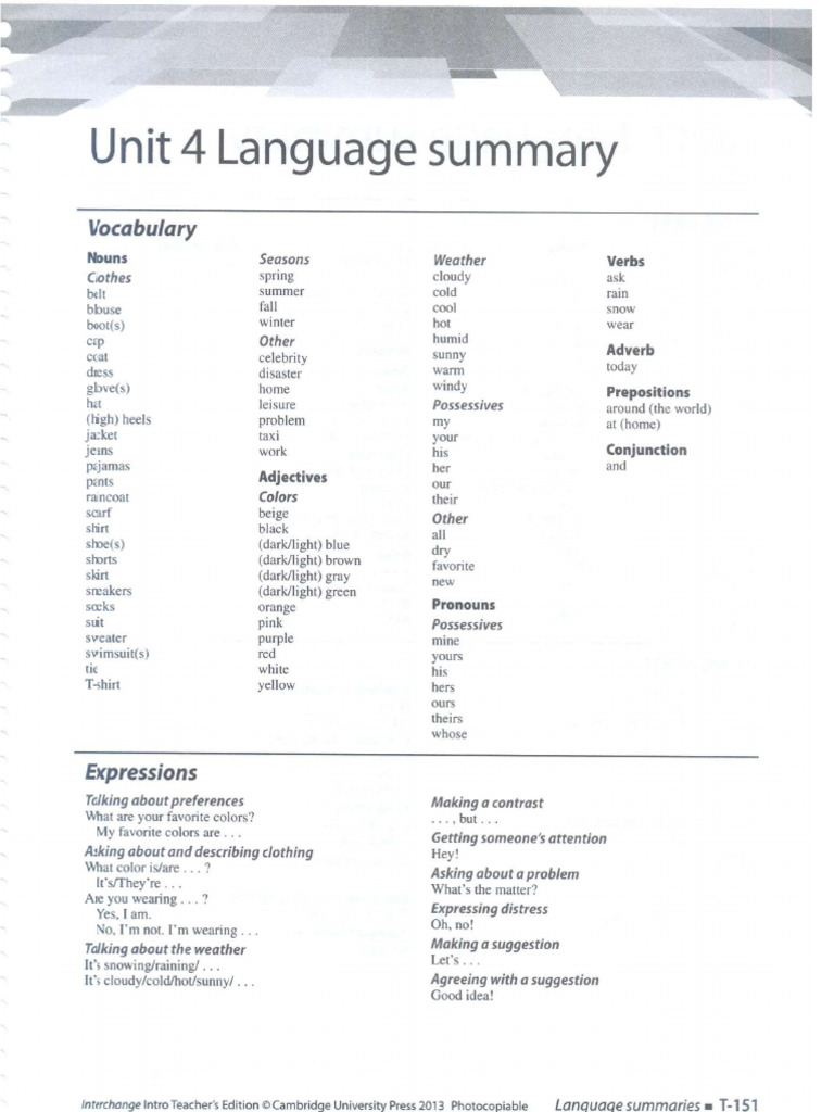 Vocabulary Unit 4 | PDF