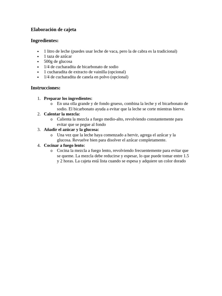 Elaboración de Cajeta | PDF
