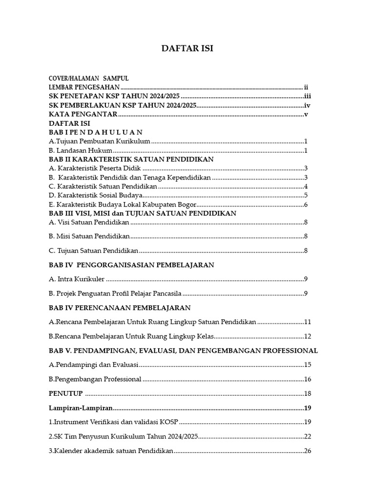 Daftar Isi Ksp Kbc | PDF