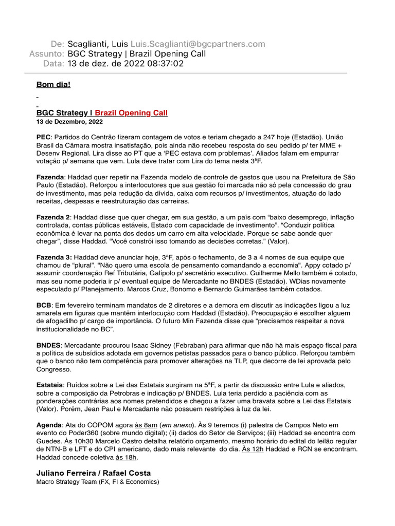 BGC Strategy Brazil Opening Call | PDF