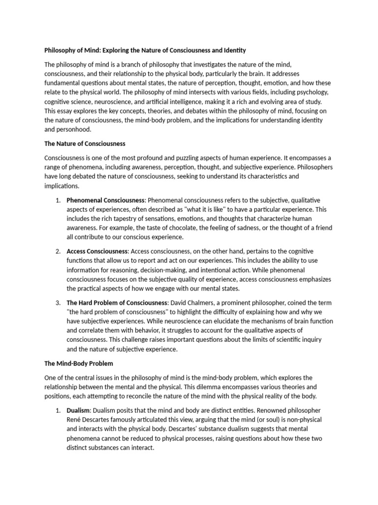 Philosophy of Mind | PDF