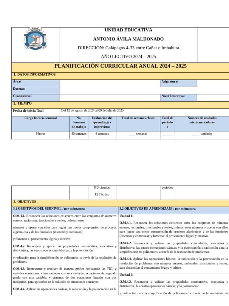 Formato y ejemplo PCA | PDF