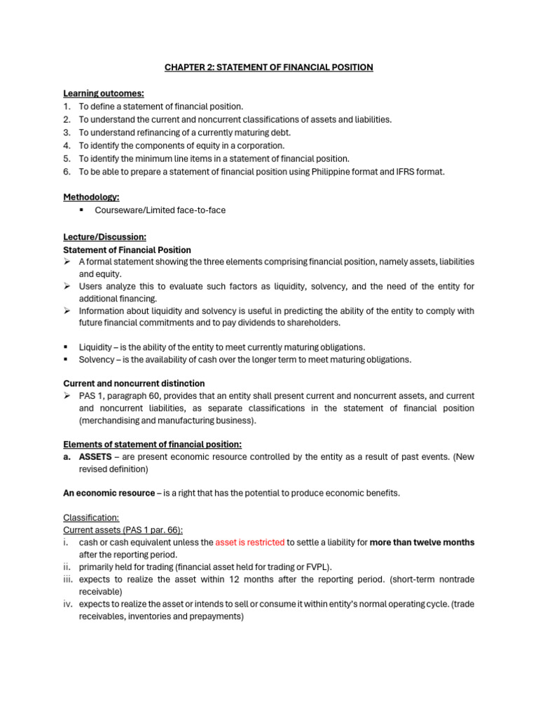 Lecture 2 Statement of Financial Position | PDF | Equity (Finance ...