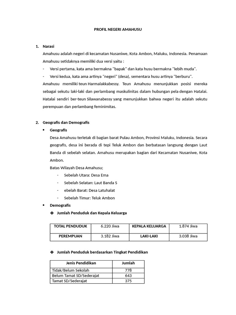 Profil Desa Amahusu | PDF