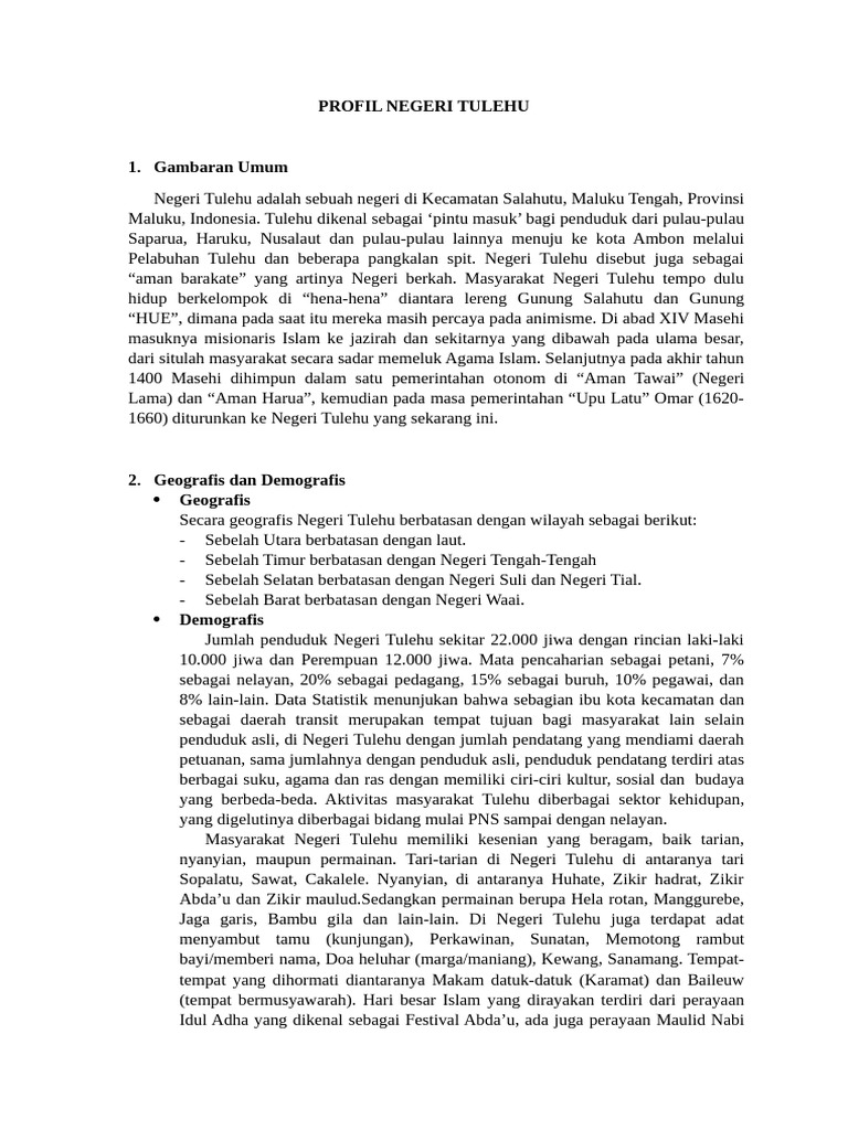 Profil Negeri Tulehu | PDF