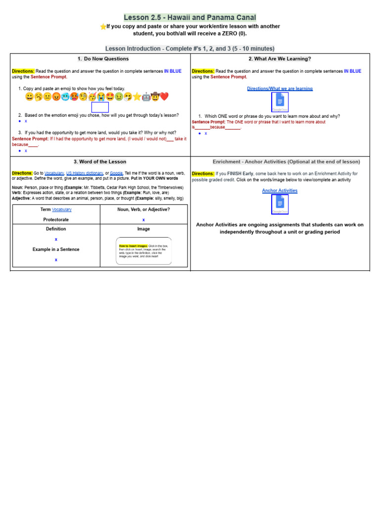 Lesson 2.5 - Hawaii and Panama Canal | PDF | Adjective | Noun
