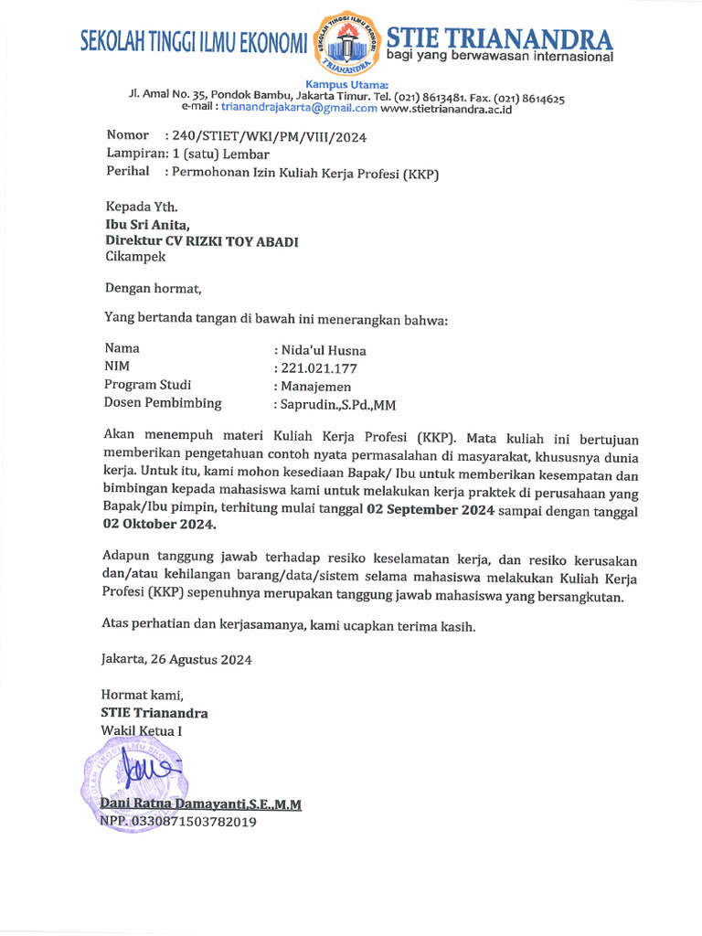 Contoh Surat Pengantar KKP | PDF