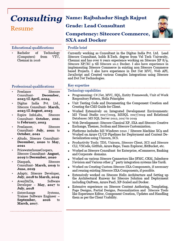 Rajbahadur Singh Rajput - Sitecore Consultant Resume | PDF