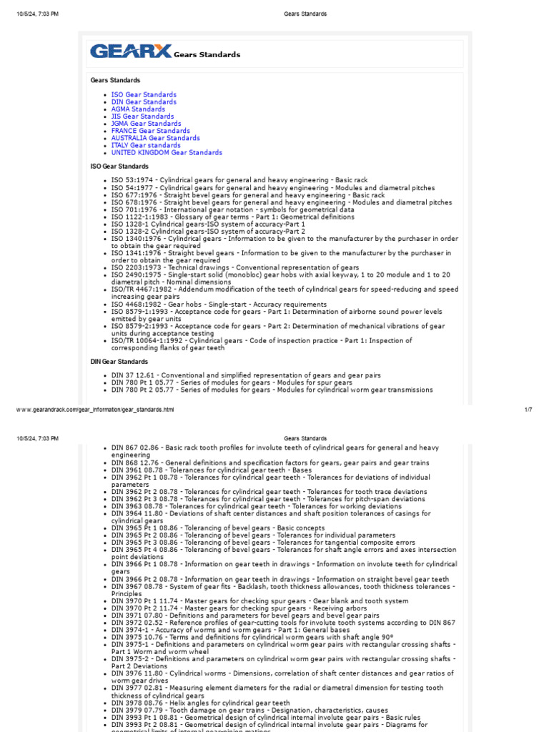 Gears Standards | PDF