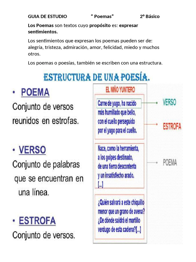 Guia Aprendizaje Poemas 2°básico | PDF