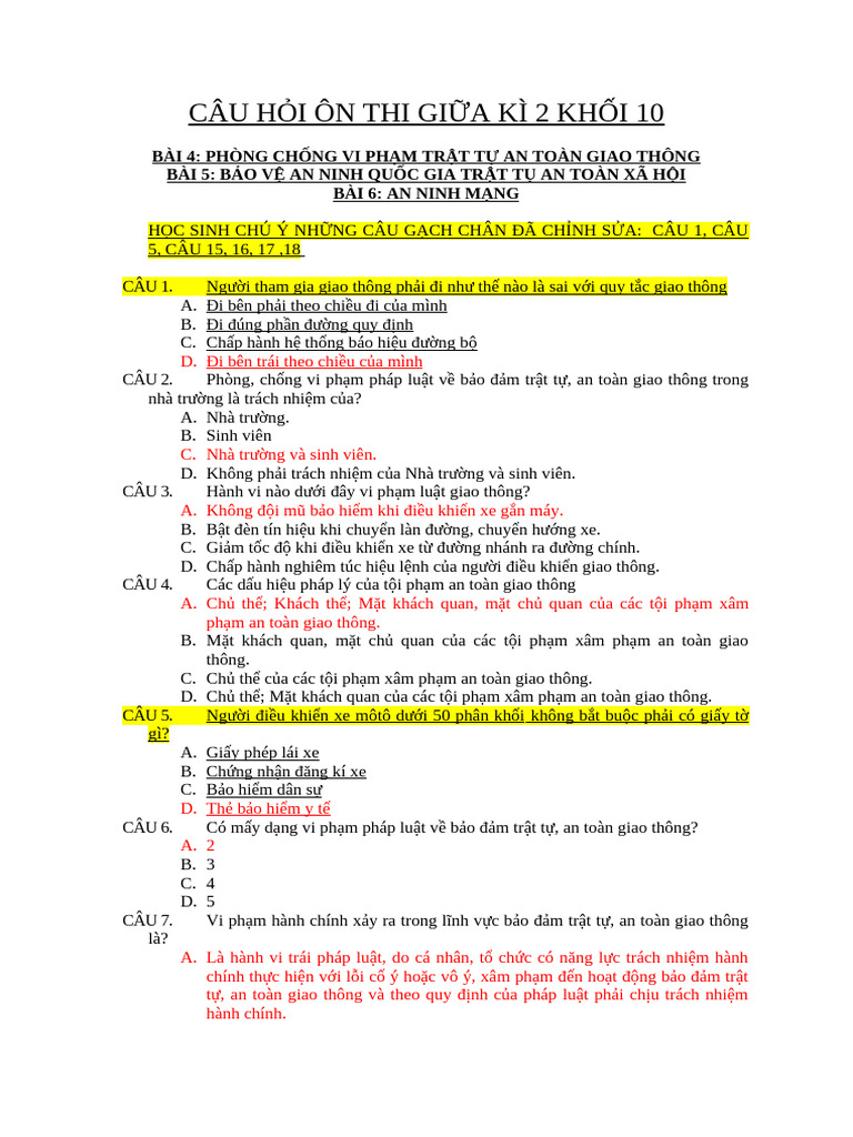 ĐỀ ÔN KIEM TRA GIUA KI KHỐI 10 HKII Sửa | PDF