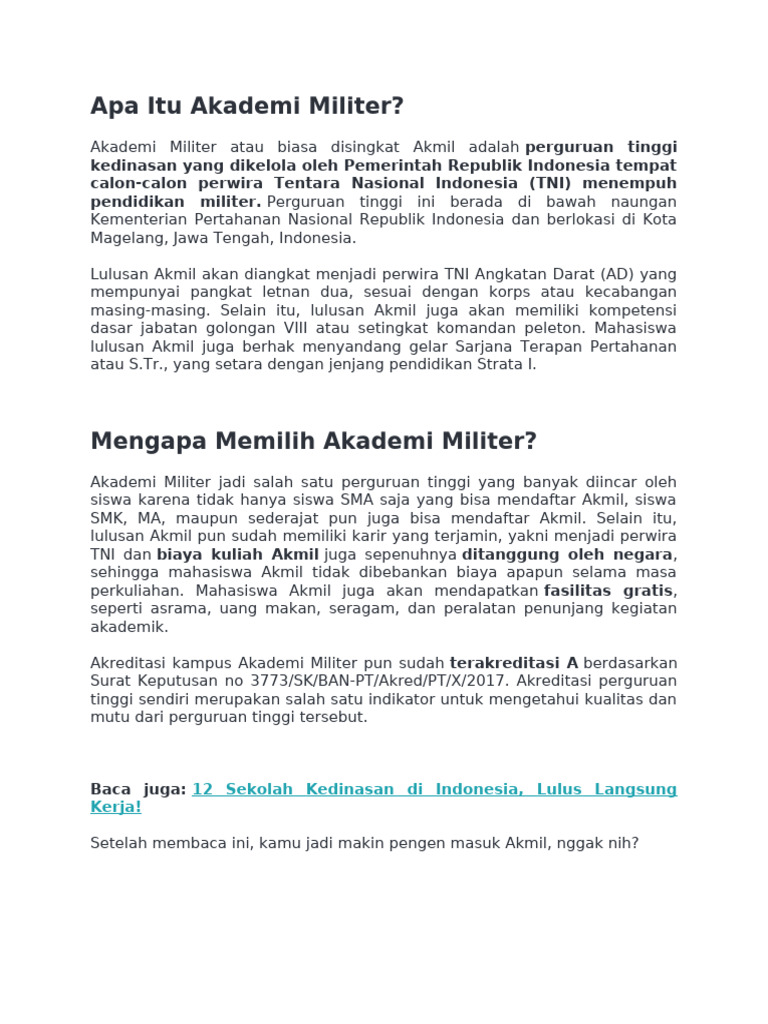 Apa Itu Akademi Militer | PDF