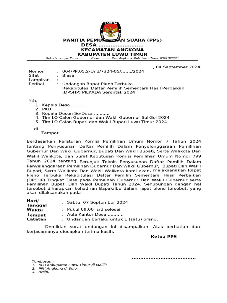 04 Draft Undangan Pleno | PDF