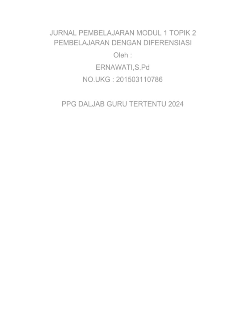 Pembelajaran Berdifernsiasi Modul Ajar Ernawati Terbaru | PDF
