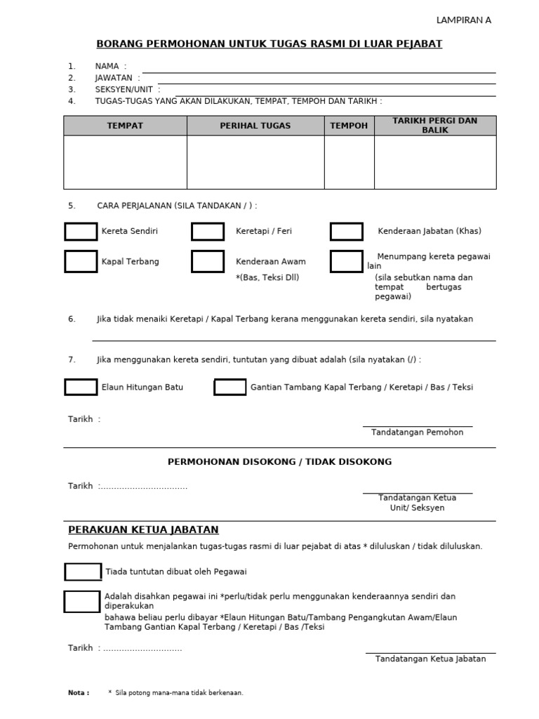LAMPIRAN - A - Borang KSG (Isi LBH 25km Sehala) | PDF