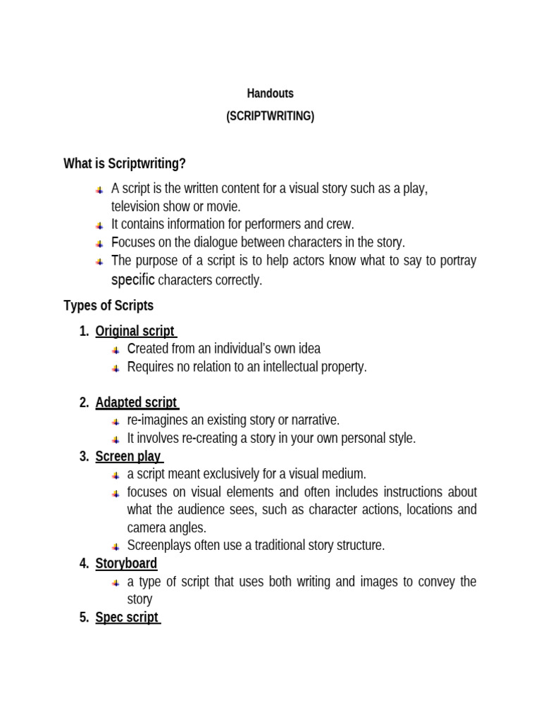 Handouts (Scriptwriting) | PDF