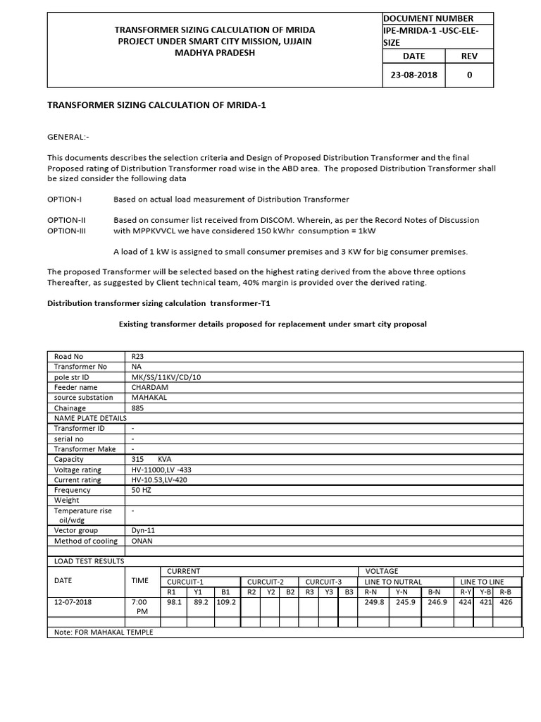 Load Calculation TL Sir Tr-Sizing | PDF
