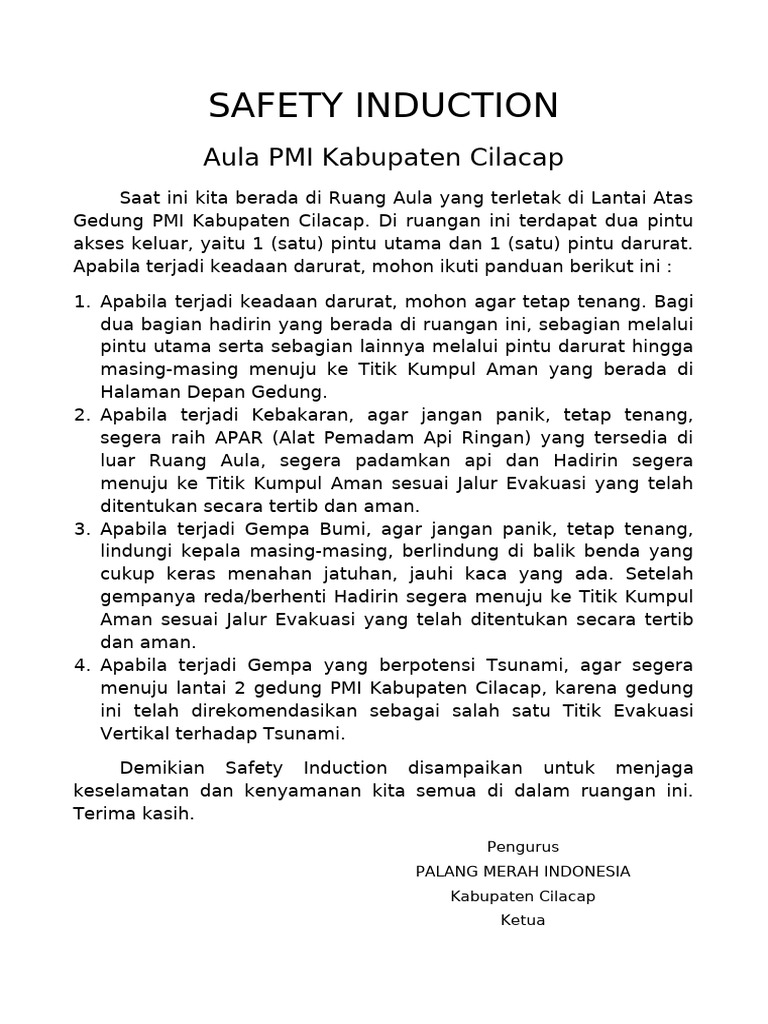 Safety Induction | PDF