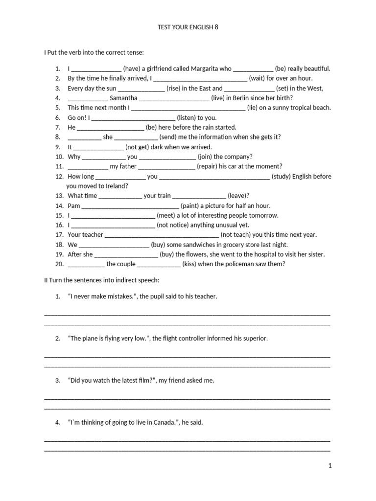 Test Your English 8 | PDF