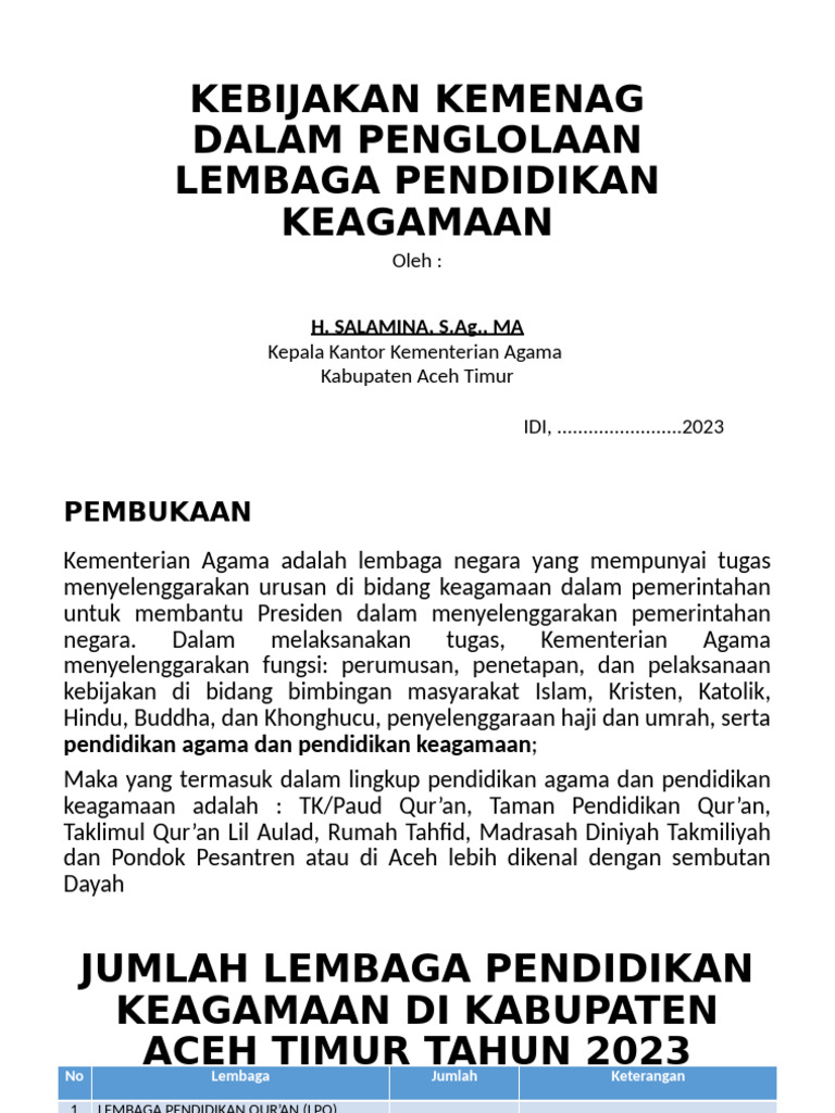 kebijakan_kementerian_agama_dalam_pengelolaan_lpi_kemenag_atim1 | PDF kebijakan_kementerian_agama_dalam_pengelolaan_lpi_kemenag_atim1 | PDF