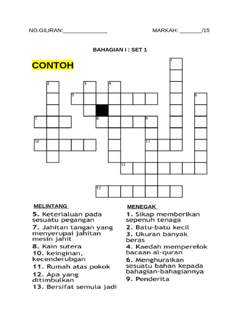 Contoh Teka Silang Kata | PDF