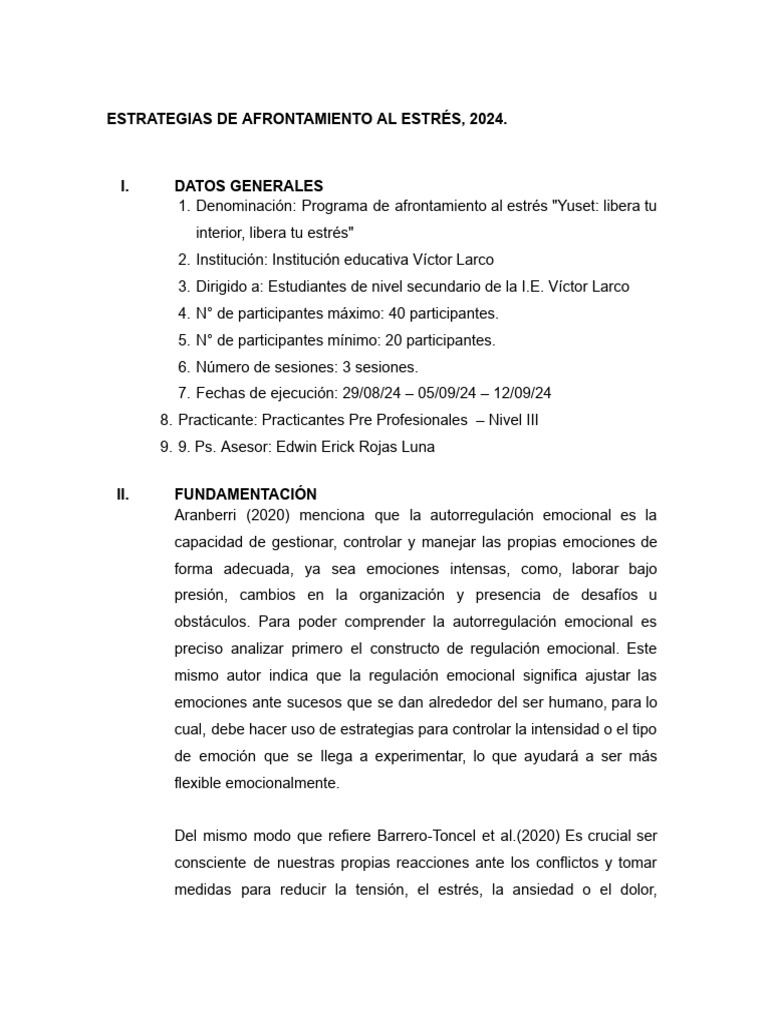 Programa Estrategias de Afrontamiento Al Estrés | PDF