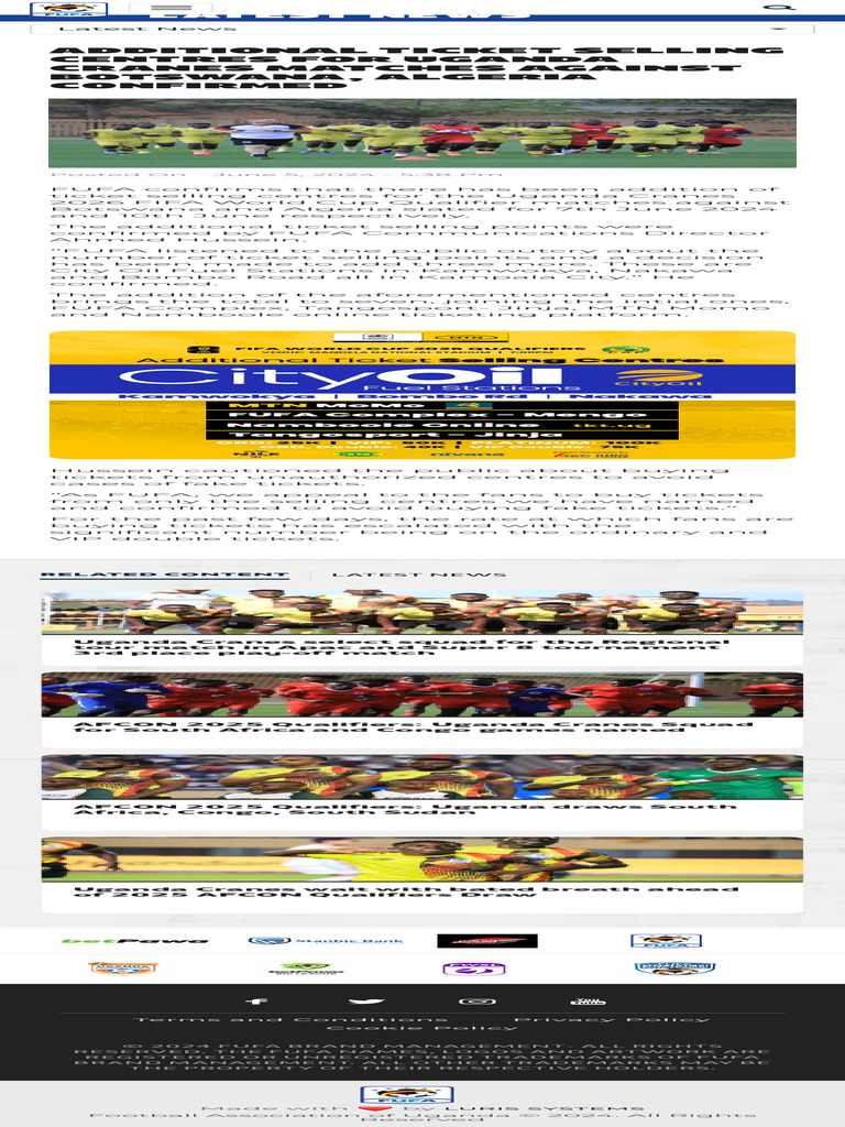 Uganda Cranes Ticket Sales Update | PDF | Uganda | International Sports ...