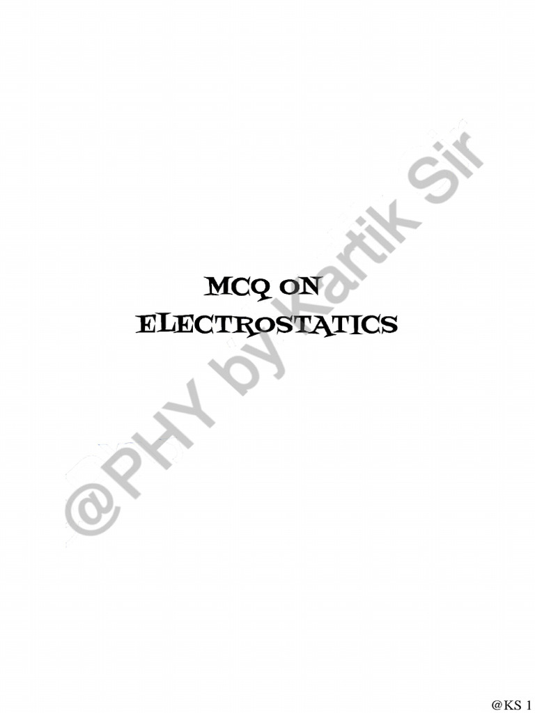 MCQ On Electrostatics | PDF