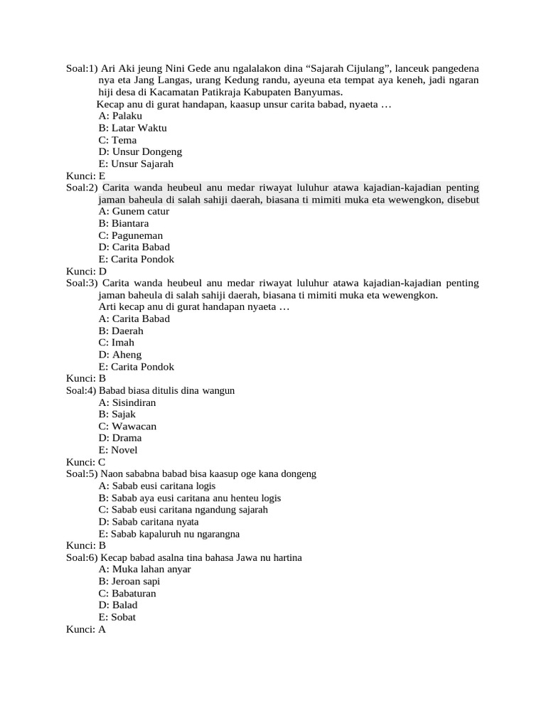 Soal Pts Ganjil Sunda Kelas X | PDF