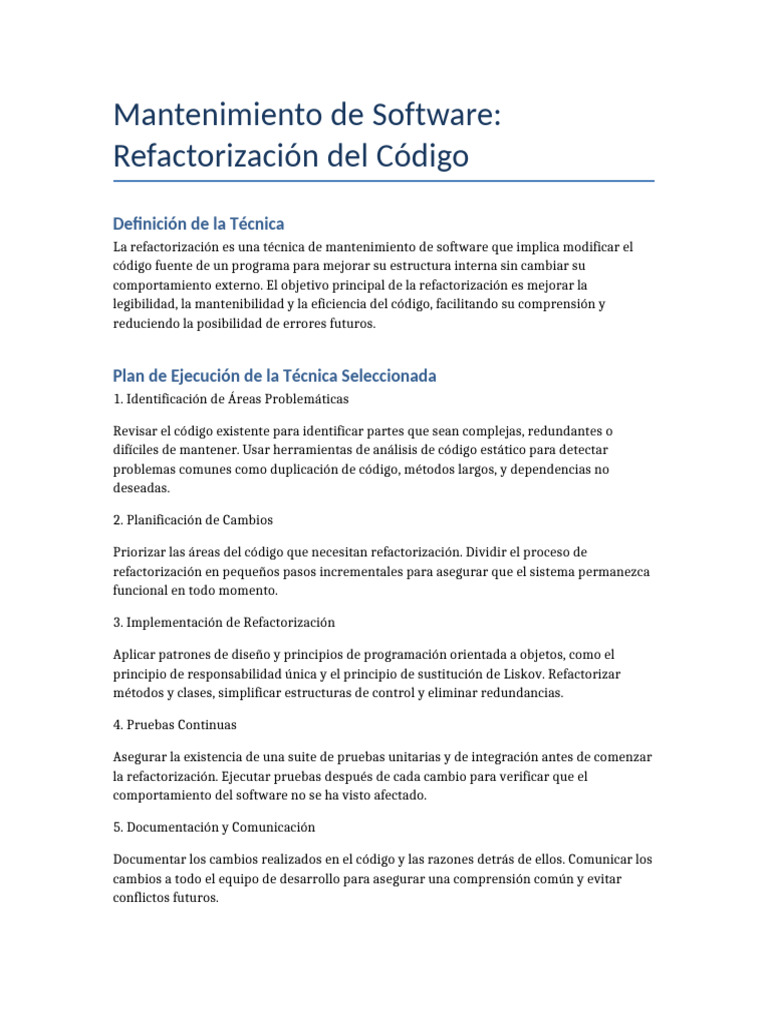 Refactorizacion_Codigo | PDF Refactorizacion_Codigo | PDF