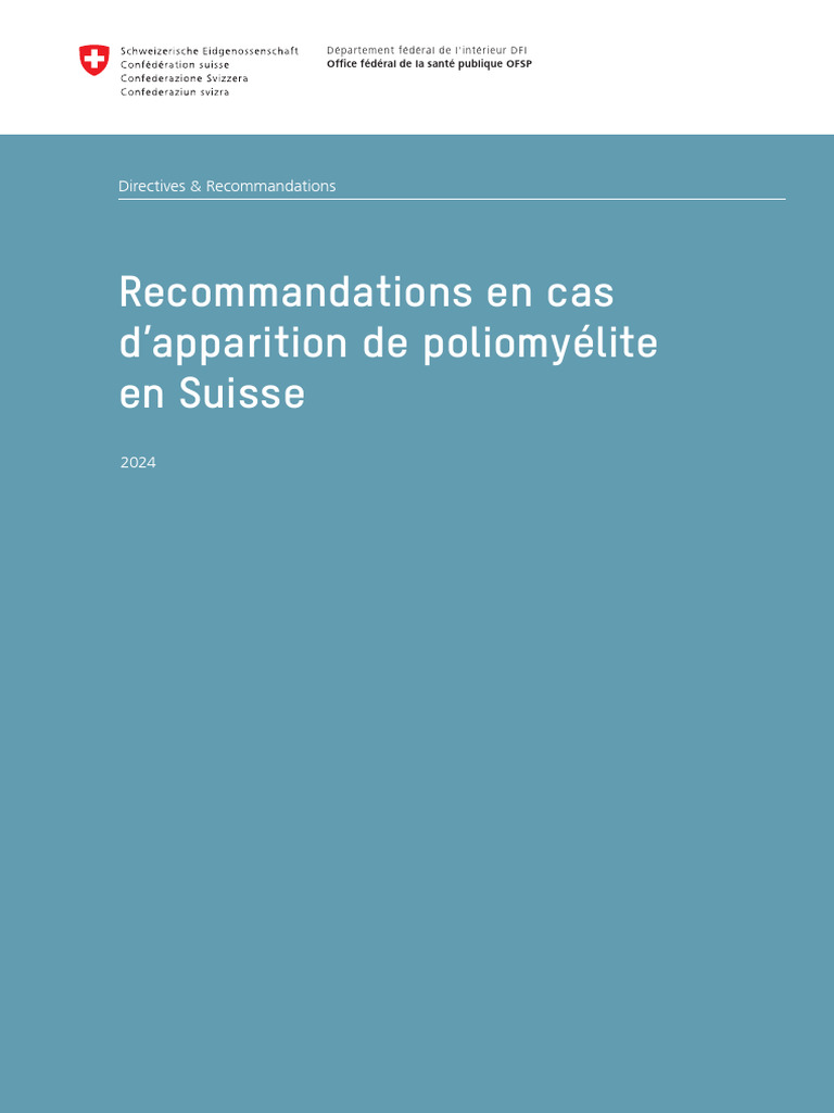 Recommandations sur la poliomyélite en Suisse | PDF | Infection ...