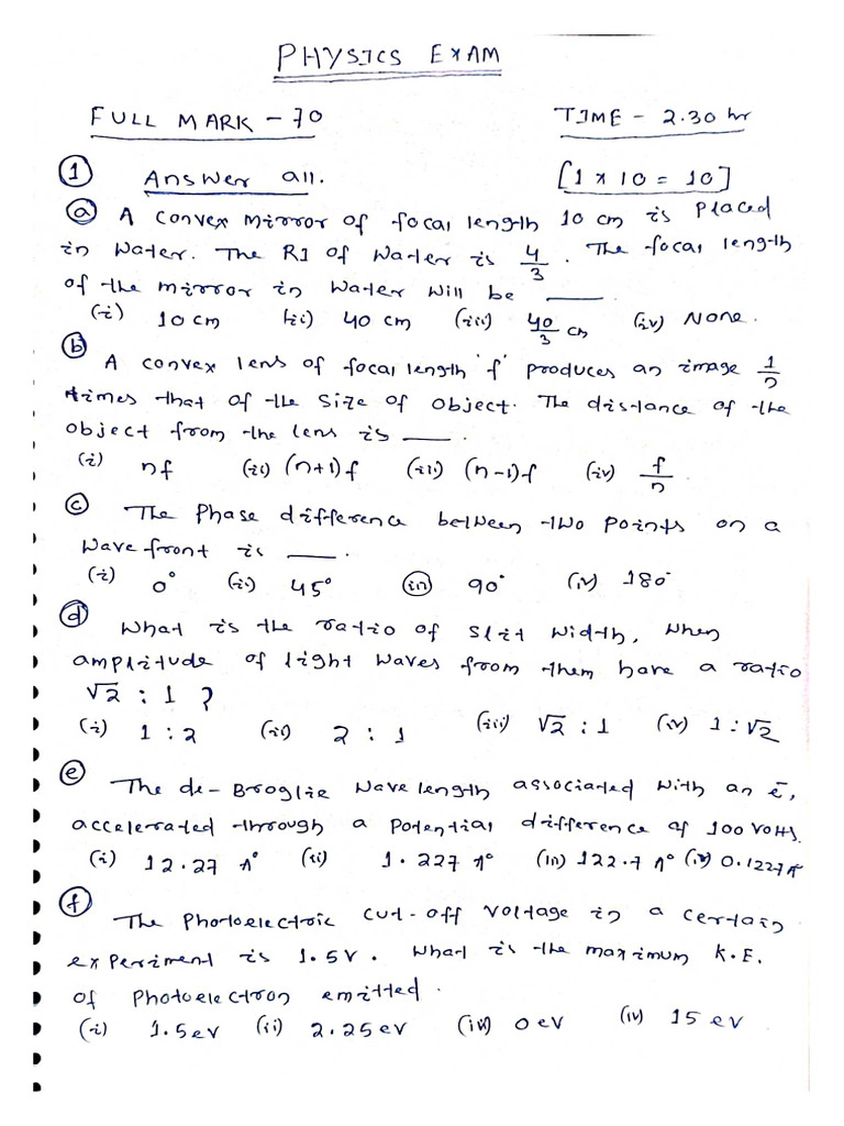 Physics VST Exam 04 - 08 - 24 | PDF