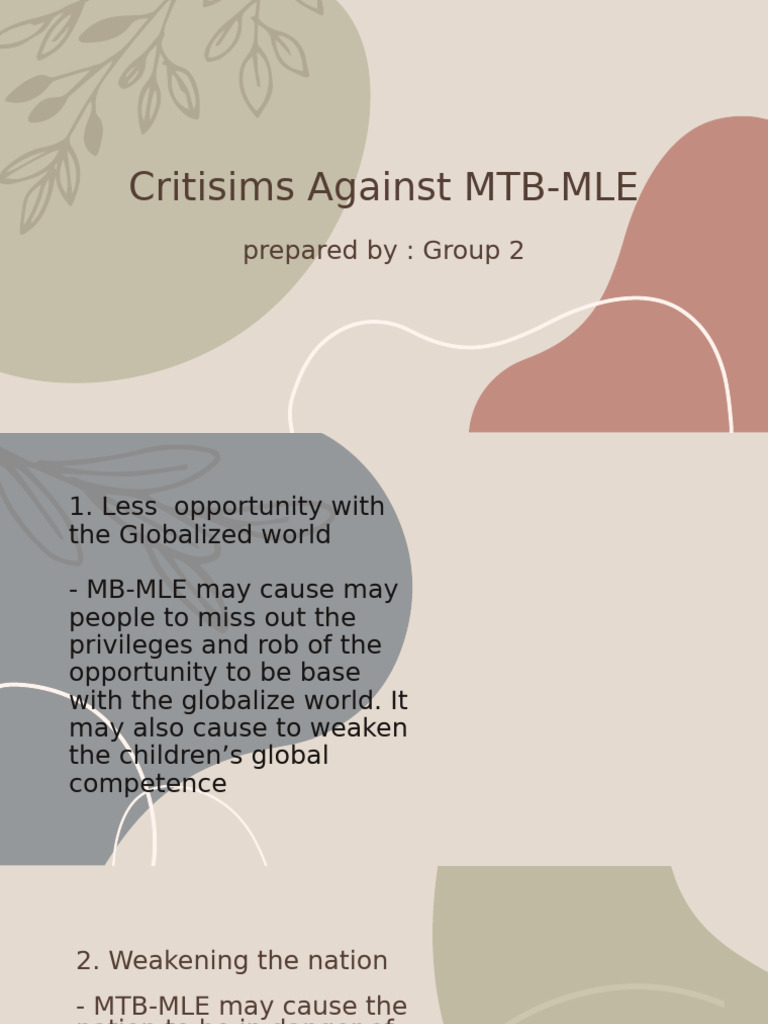 Critisims Against MTB MLE | PDF