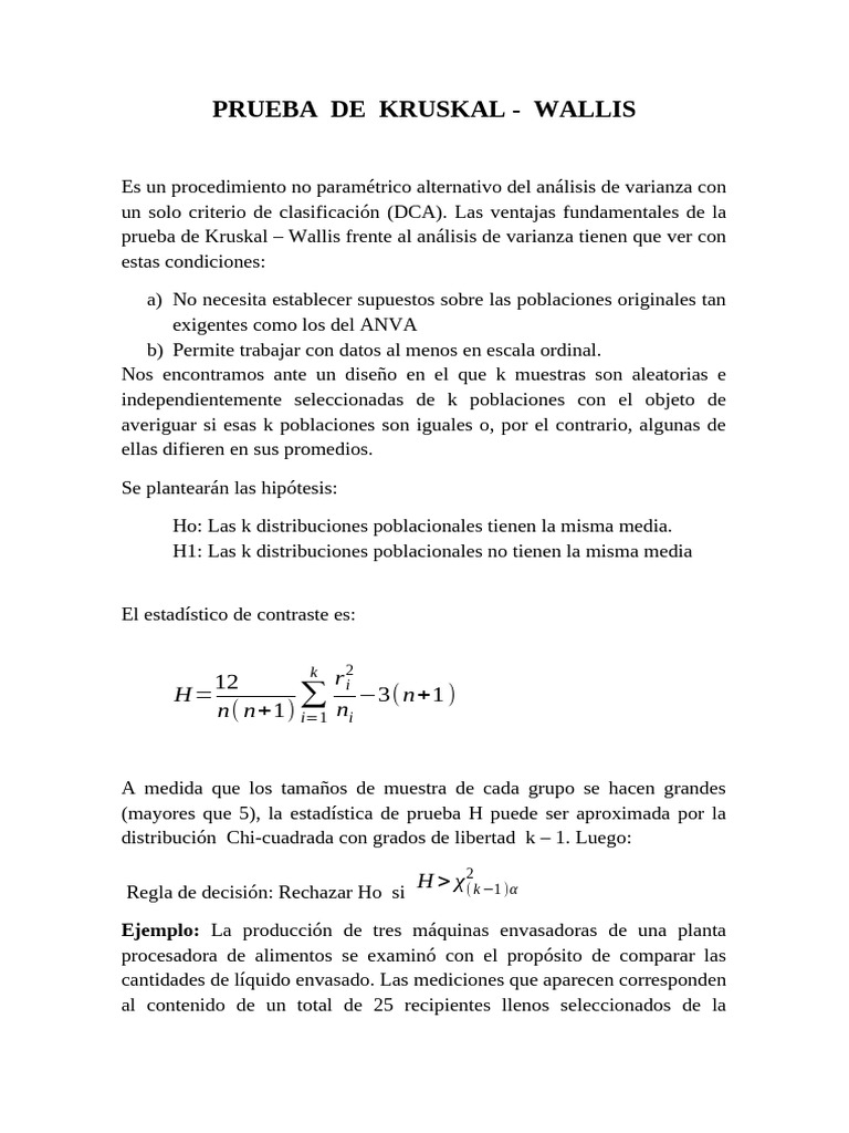 Prueba de Kruskal - Wallis y Friedman | PDF