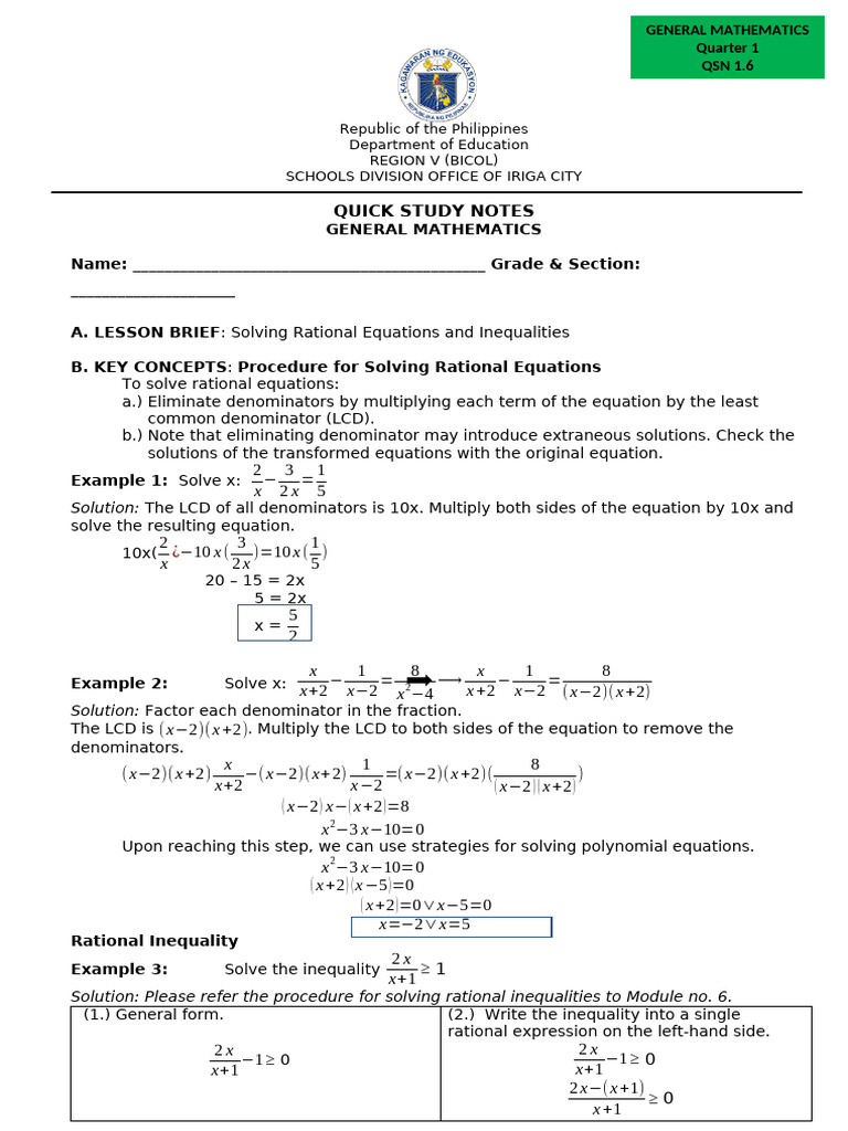 Quick Study Notes | PDF