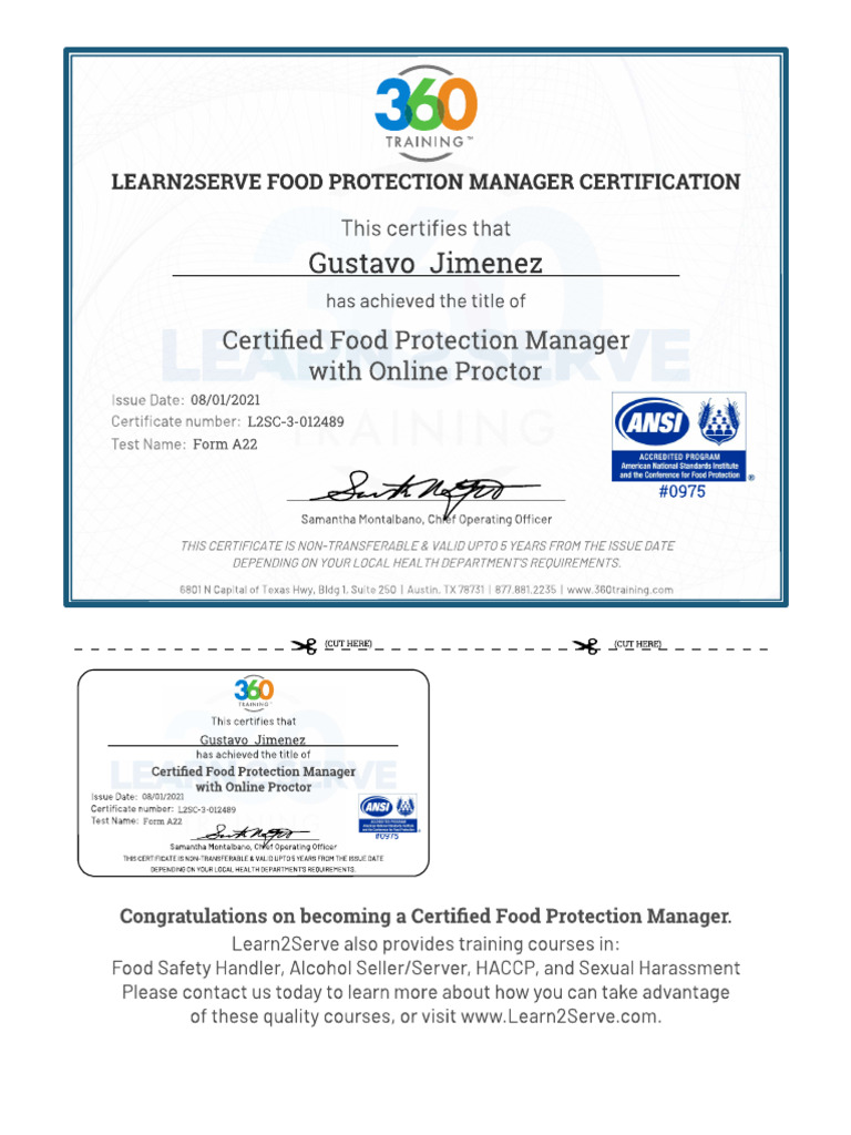 FoodSafety Manager Certification | PDF