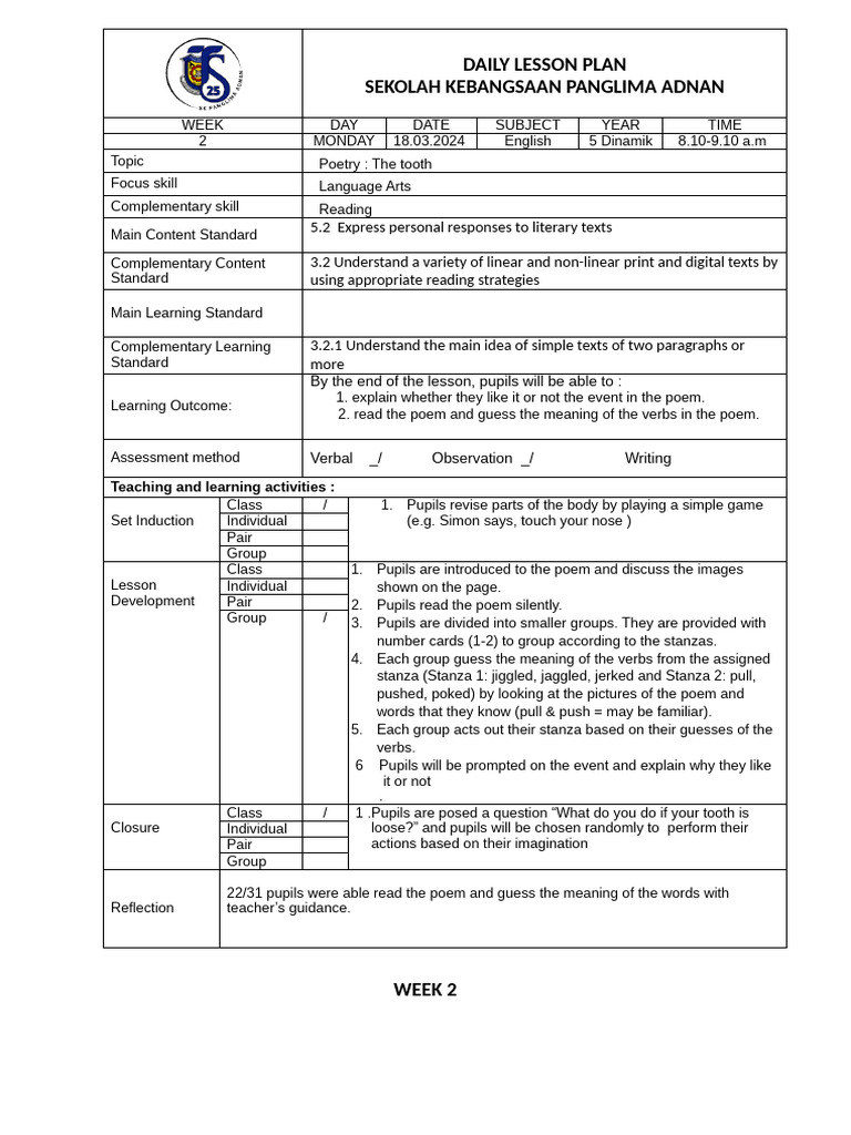 LESSON PLAN ENGLISH | PDF