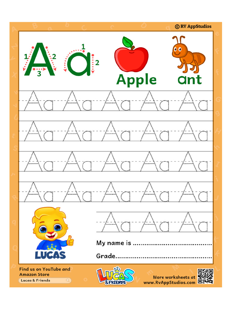 243 Free Printable Worksheets For Kids Alphabet Letter Aa Tracing | PDF