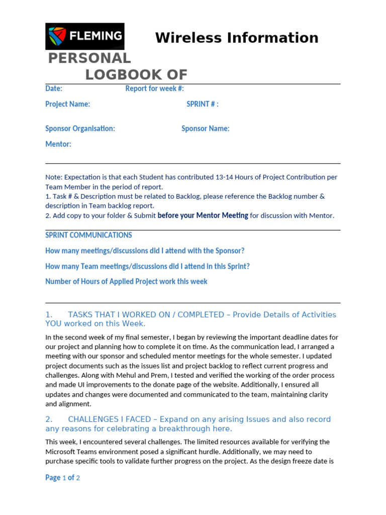 My Personal Worklog - W2 | PDF