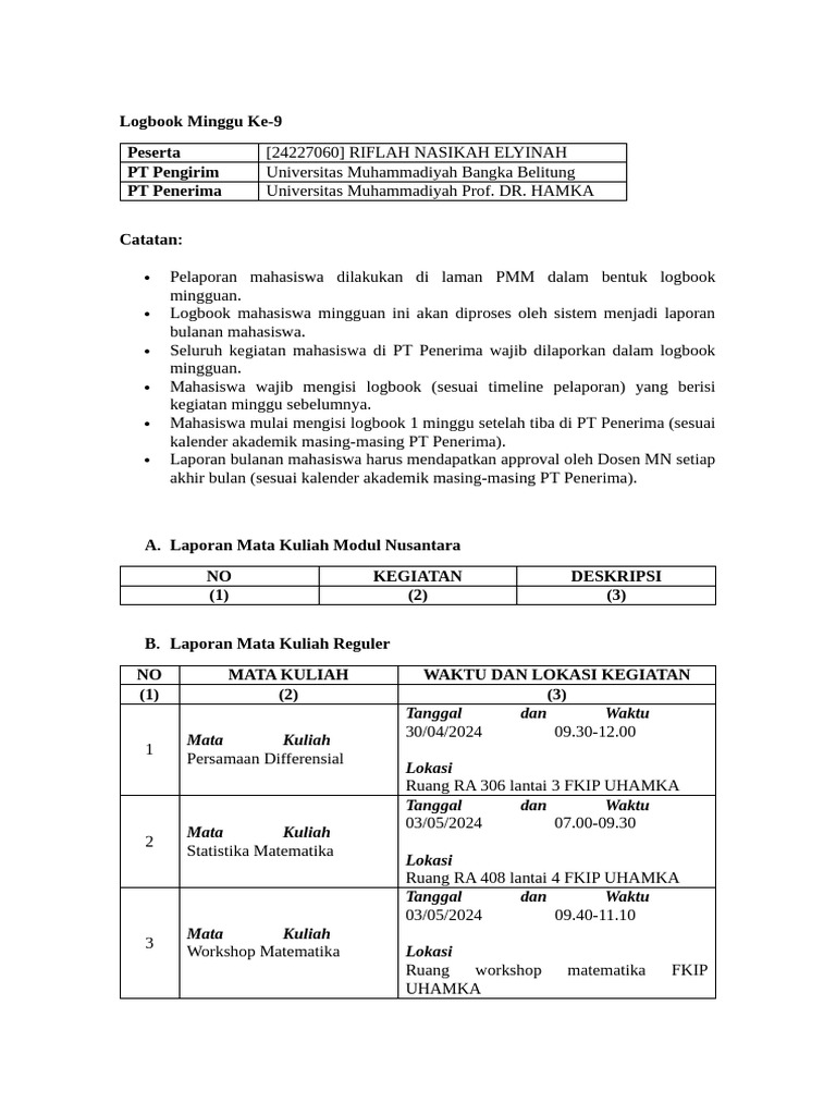 Riflah Nasikah Elyinah Logbook Minggu Ke-9 | PDF