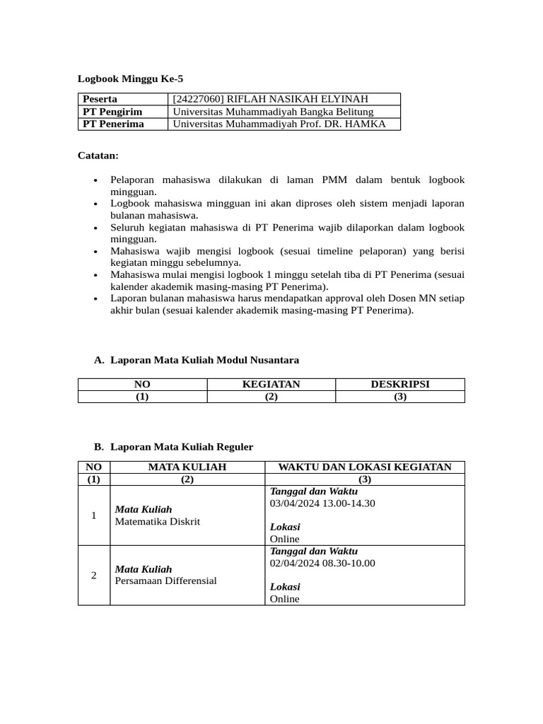 Riflah Nasikah Elyinah Logbook Minggu Ke-5 | PDF