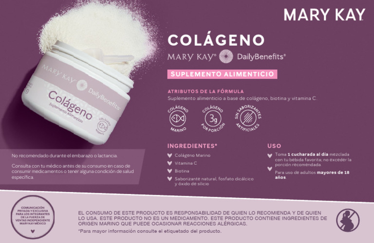 Tarjeton Colageno Mary Kay Daily Benefits | PDF