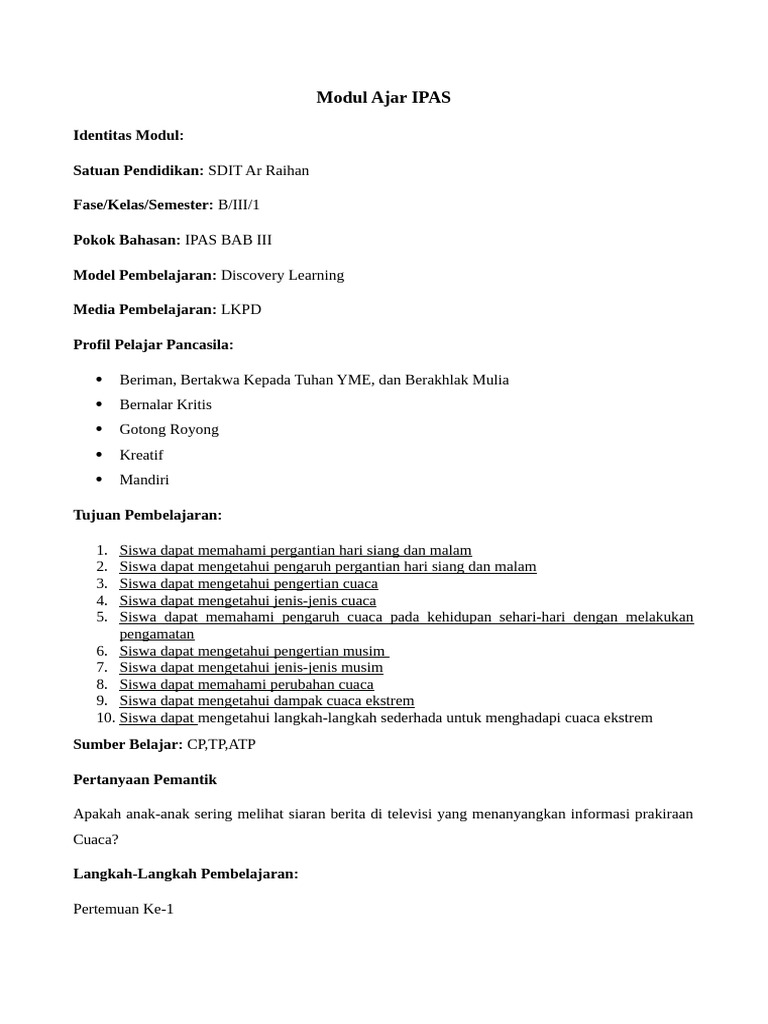 Modul Ajar IPAS | PDF