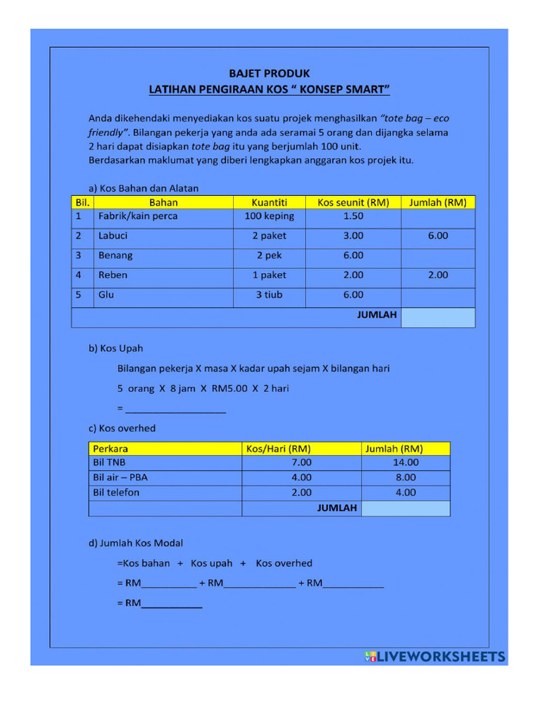 Latihan 2 Senarai Bahan, Peralatan Dan Bajet Produk | PDF