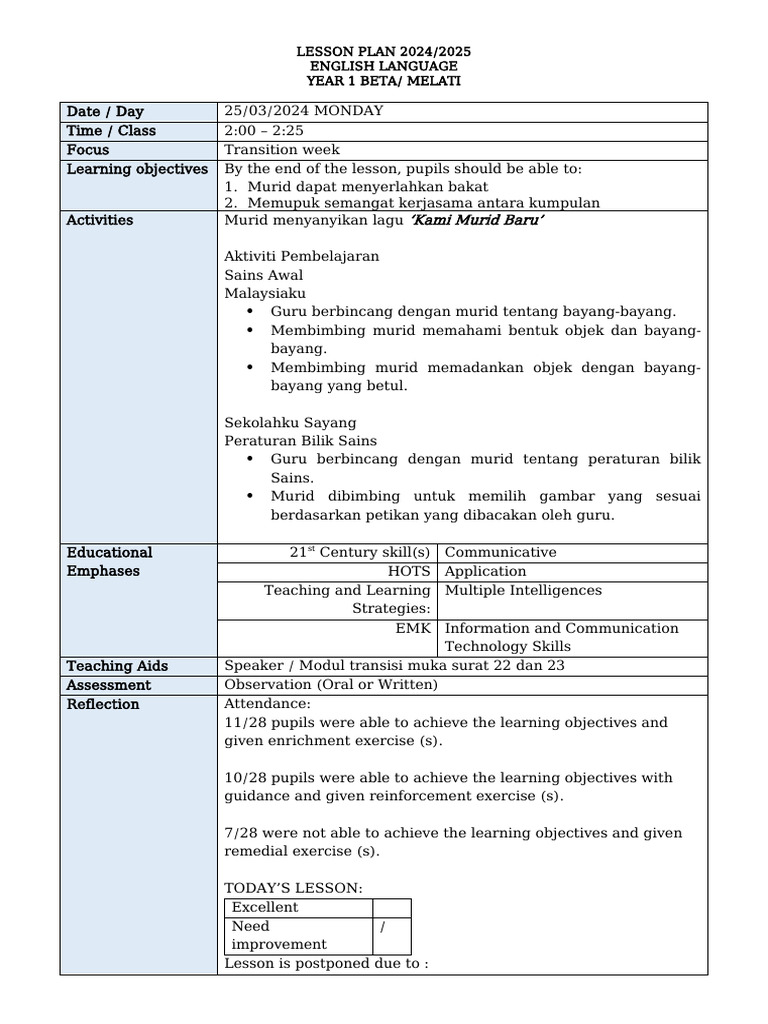 Lesson Plan Week 2 | PDF