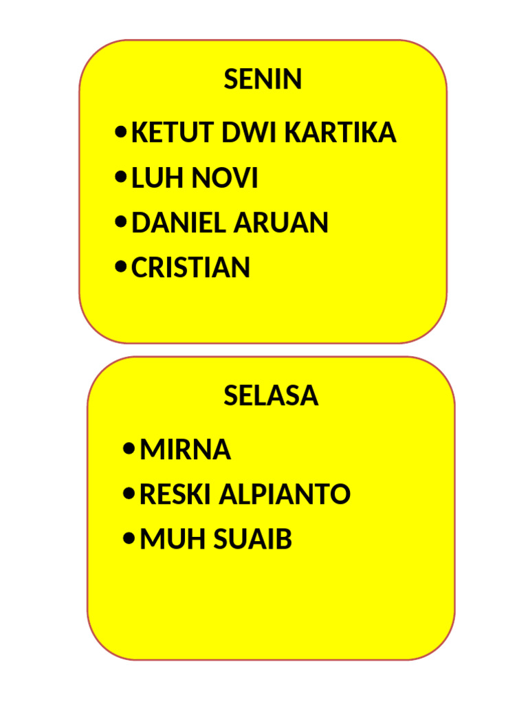 Jadwal Piket Pak Wayan | PDF