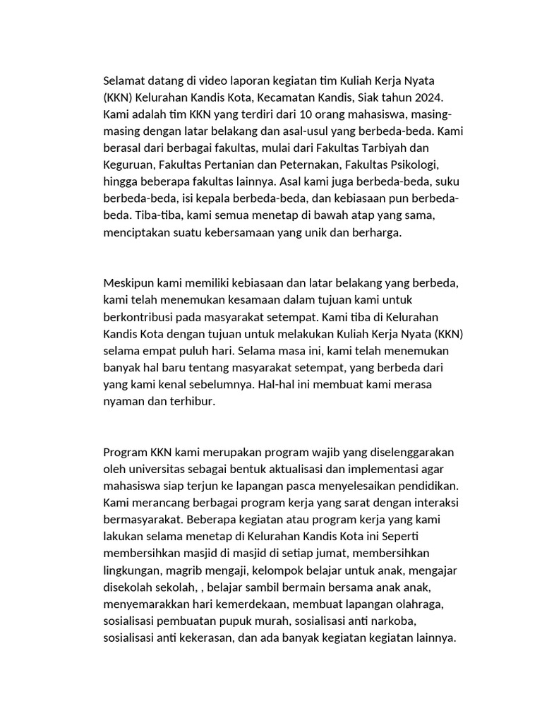 Teks Video Dokumenter KKN | PDF